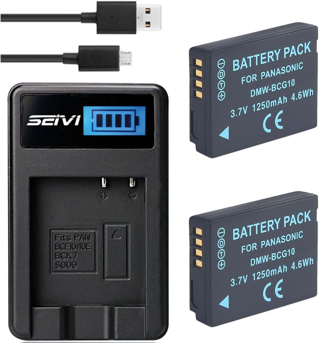 Amazon.com: BnvxR Battery (2-Pack) and Charger for Panasonic Lumix DMC ...