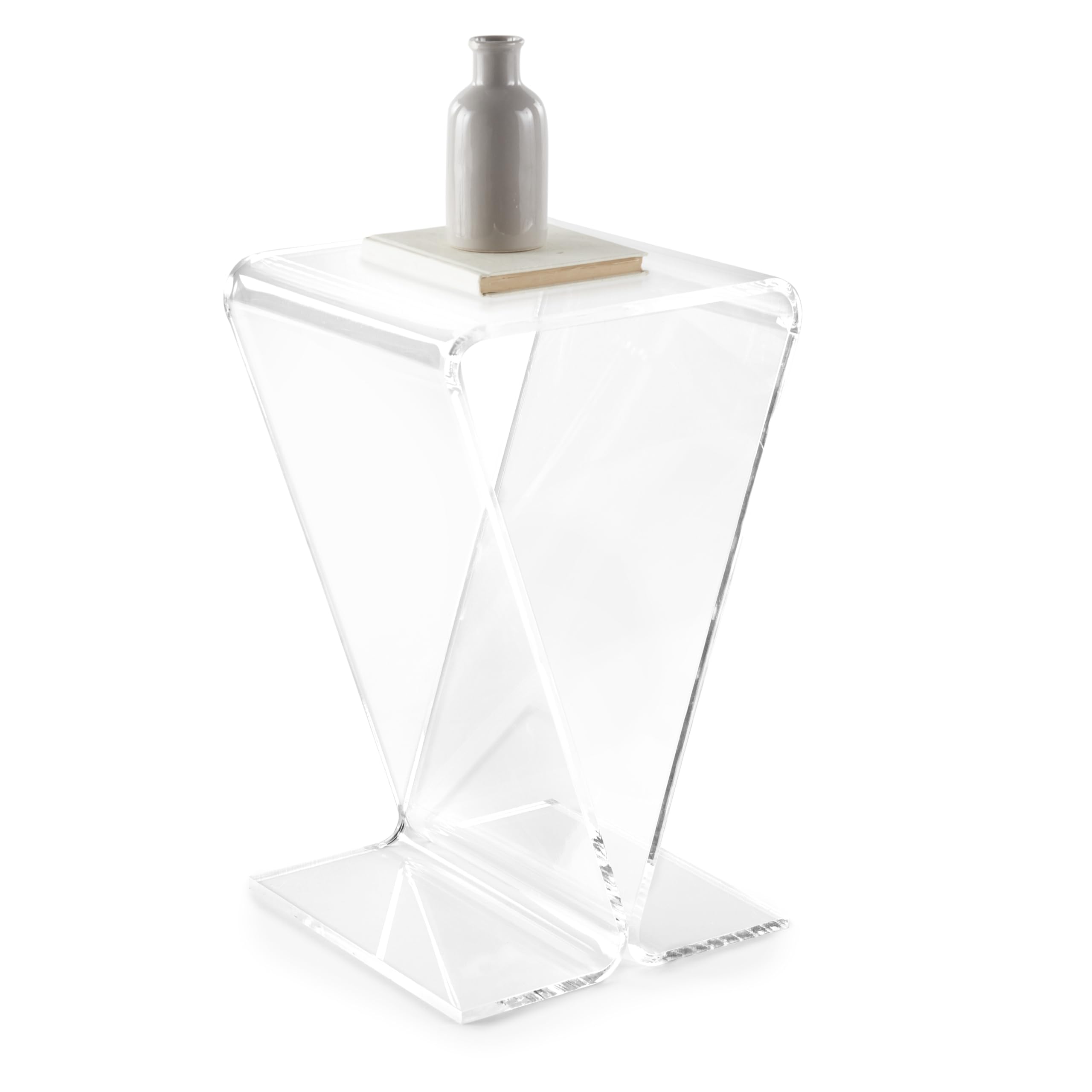 Amazon.com: Clarte Acrylic V-Shaped End Table | Side Table for Living ...