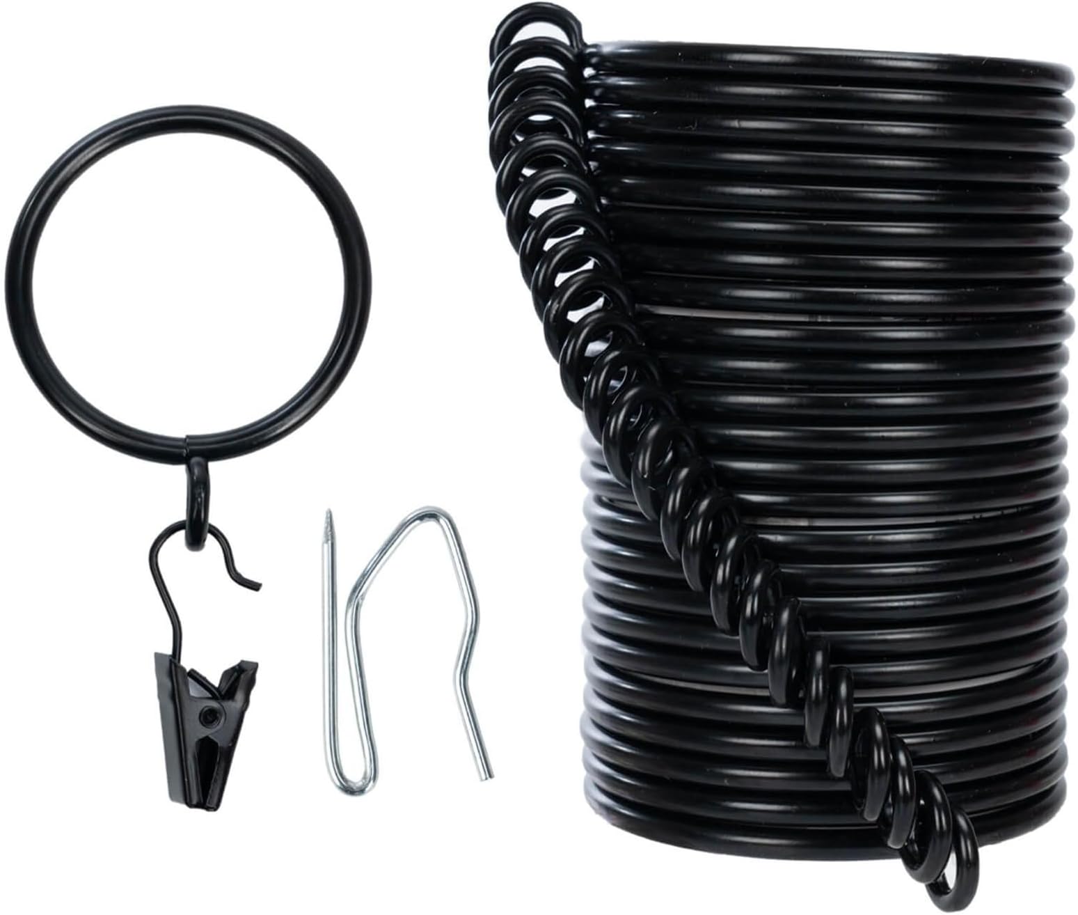 Pack Of 10 Metal Curtain Rings with clips Pole Rod Voile Net Curtain ...