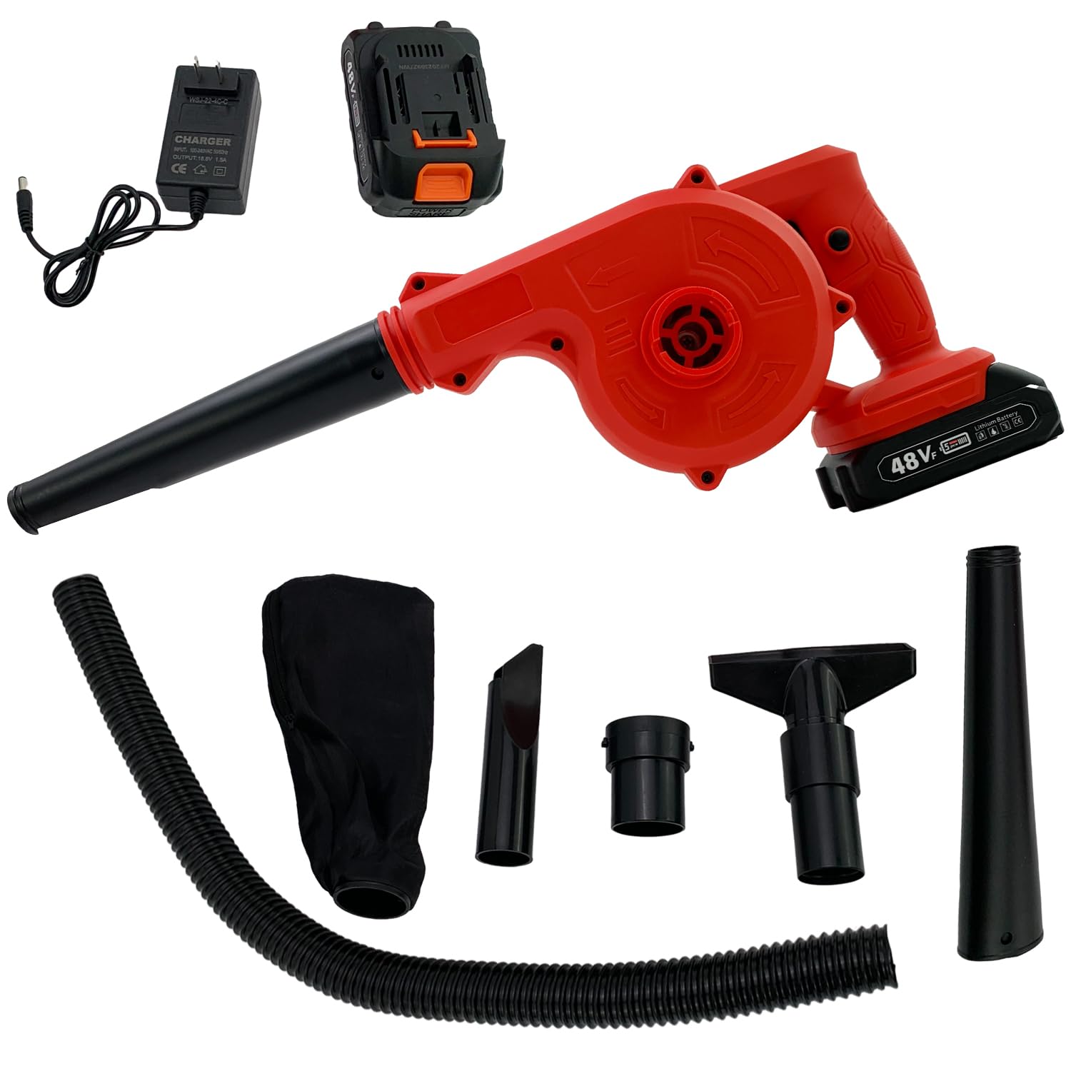 Amazon.com: 48V Cordless Leaf Blower,Compact Electric Blower Kit with 2 ...