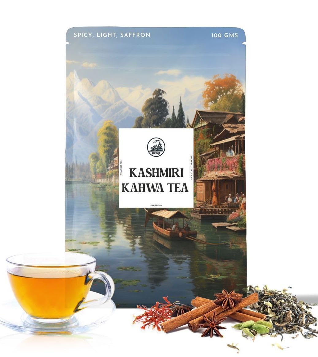 DORJE TEAS Kashmiri Kahwa Tea | Organic Darjeeling Tea | 100gm (Pack of ...
