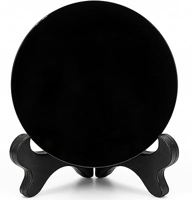 Amazon.com: CRYSTALSTILE Black Obsidian Scrying Mirror with Wooden ...