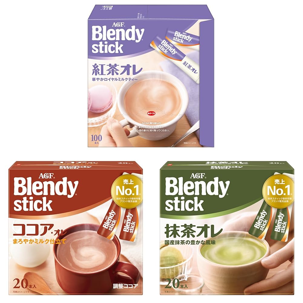 Amazon.co.jp: 【セット買い】AGF(エージーエフ) ブレンディ スティック 紅茶オレ 100本【 ミルクティー 】 + AGF(エージーエフ) ブレンディ スティック ココア ...