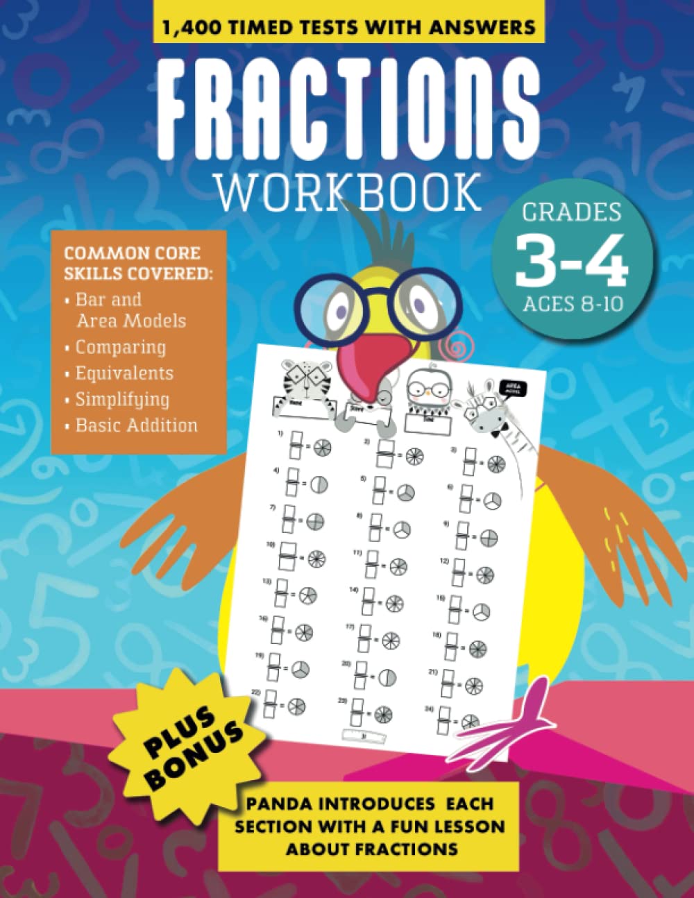 Fractions Workbook For Grades 3 to 4: Over 1,400 Timed Drills With ...