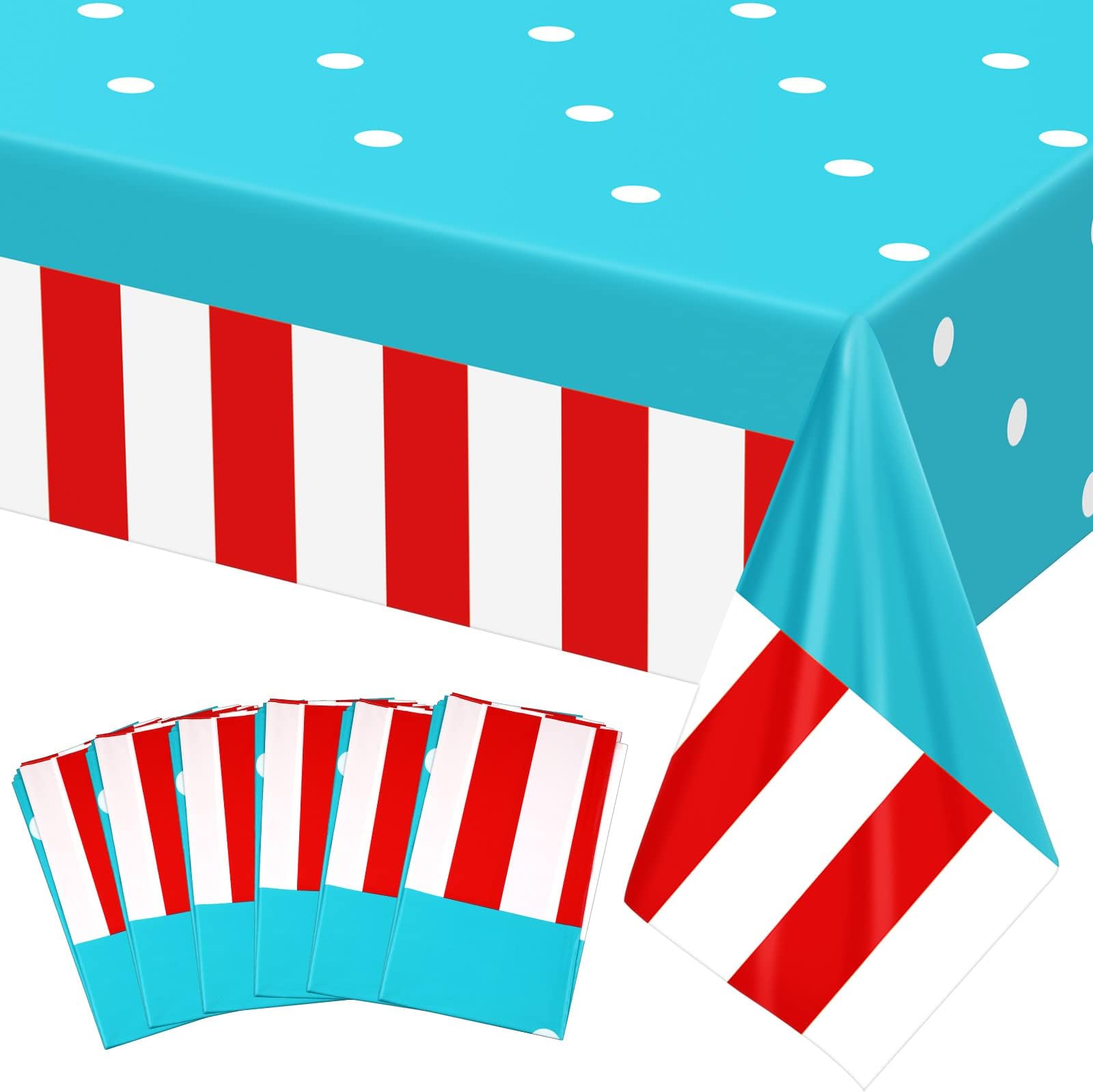 Amazon.com: Oojami Red & White Stripes Disposable Plastic Table Covers ...