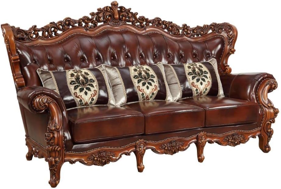 Amazon.com: Acme Furniture Upholstered Sofas, Cherry and Walnut : Home ...