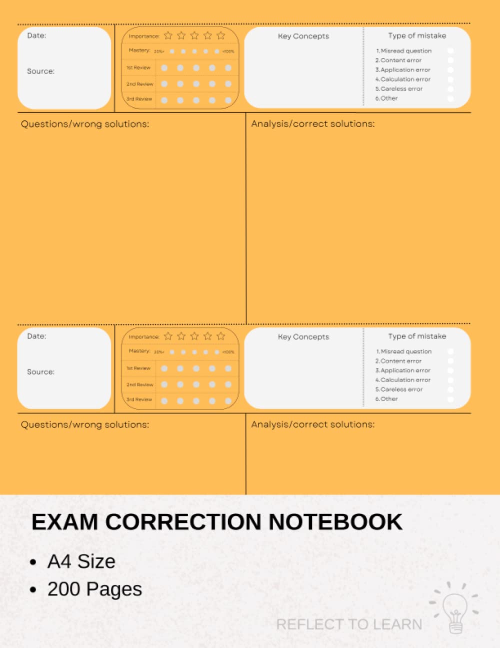 Amazon.com: Exam Correction Notebook A4 (200 Pages): Review and Revise ...