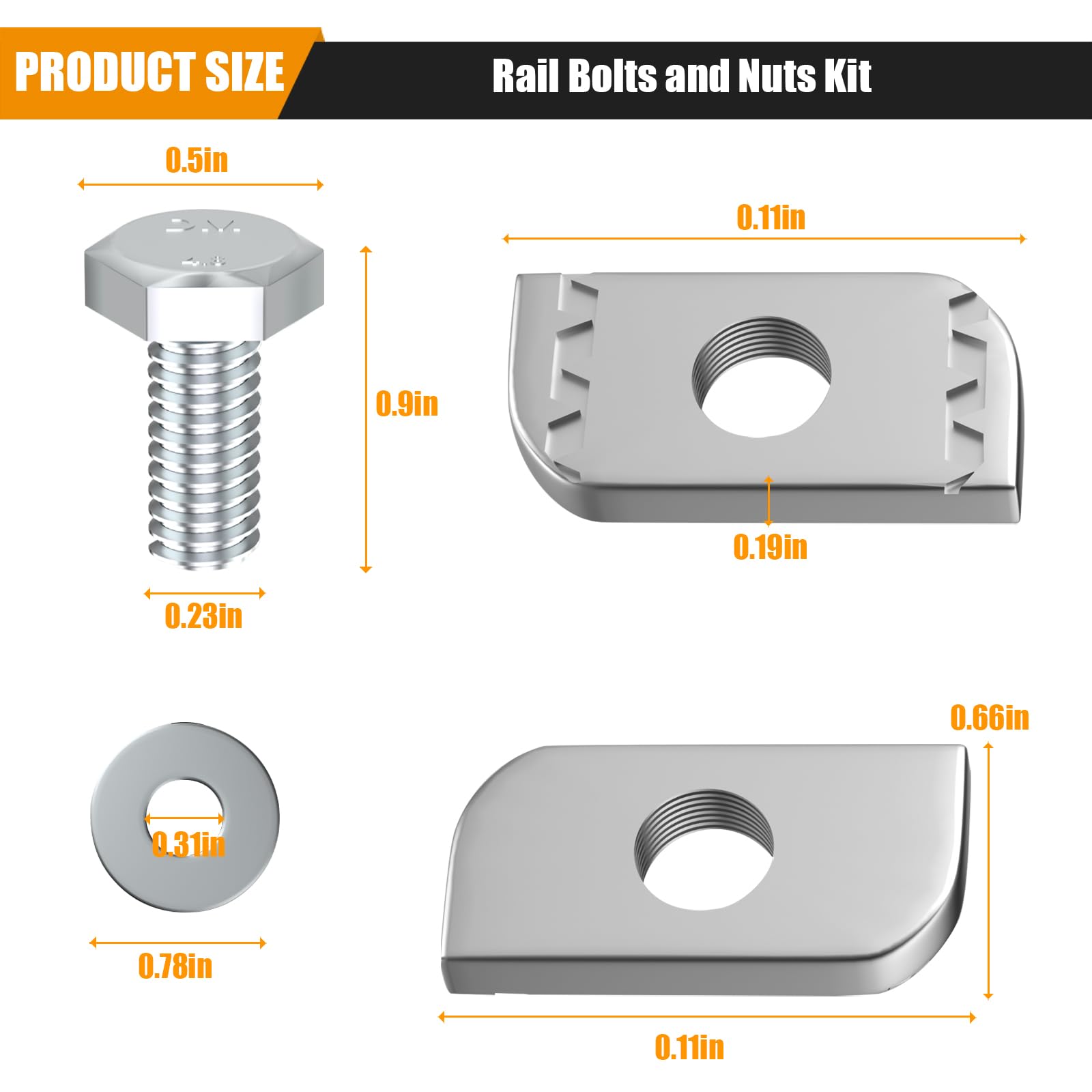 Snapklik.com : Truck Bed Rail Bolts Nuts Cargo Tie Down Mount Kit Fit ...