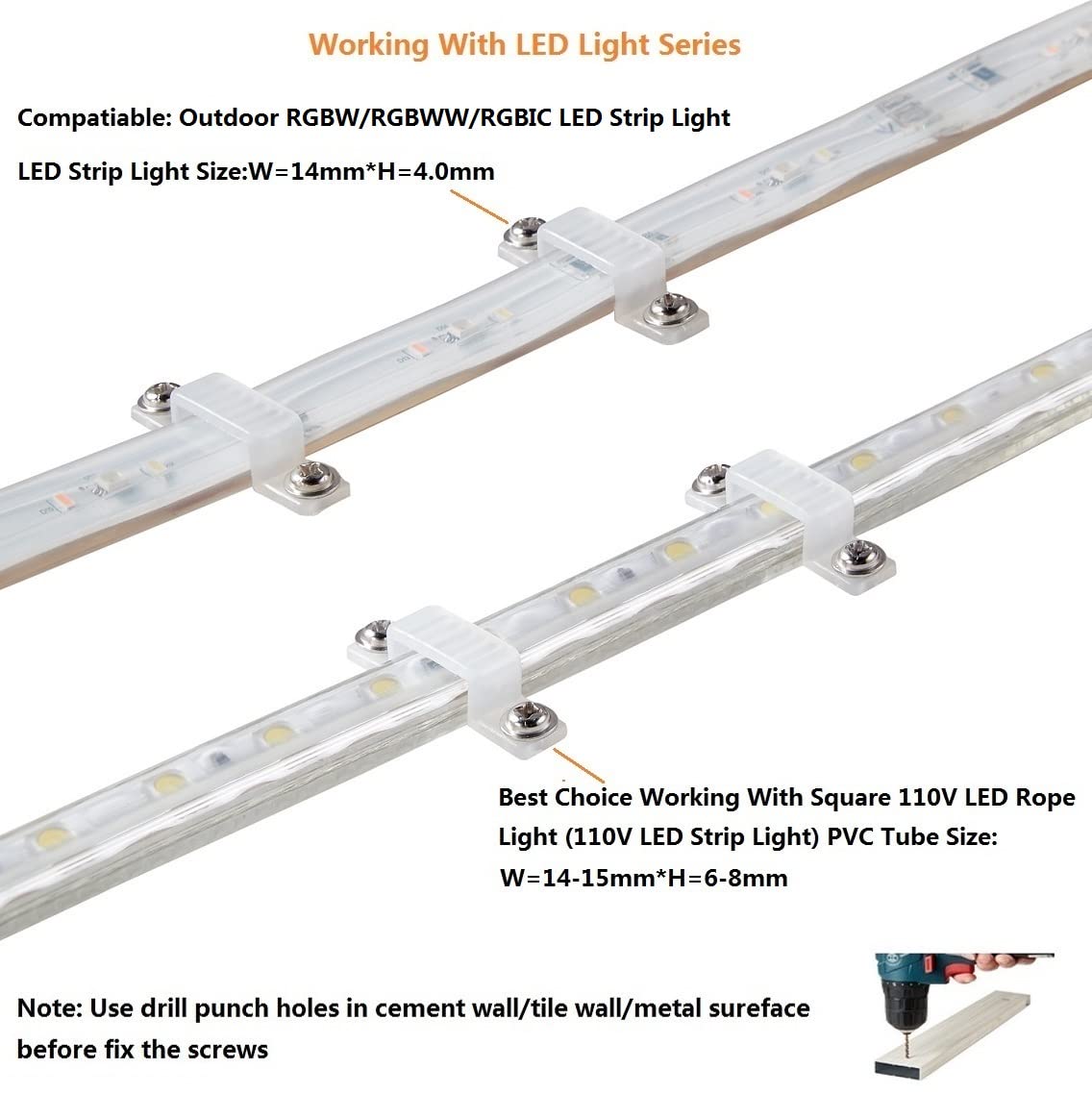 Rope Strip Light Mounting Brackets 100 Pcs LED Stand Silicone Bracket
