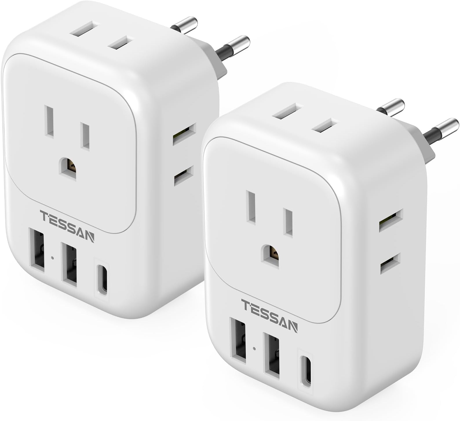 Amazon.com: European Travel Plug Adapter, TESSAN USA to Europe Plug ...