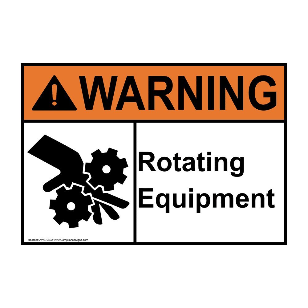 ComplianceSigns.com Warning Rotating Equipment ANSI Safety Label Decal ...