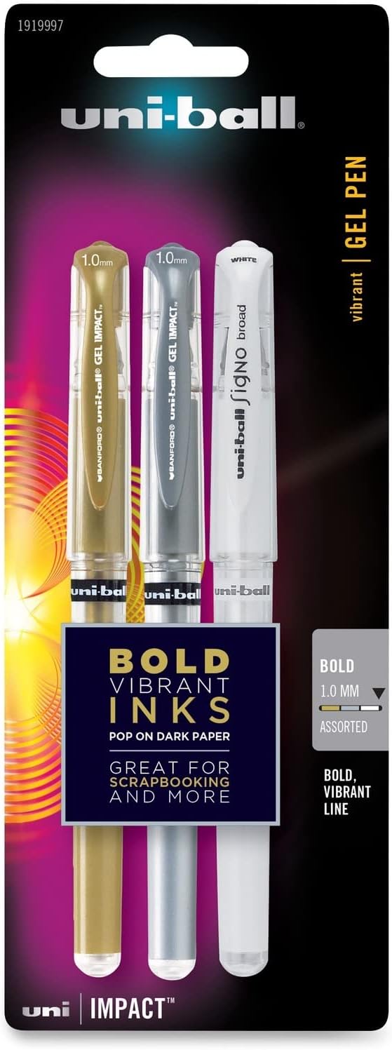 Amazon.com: Uni-Ball Impact Gel Pen 2/Pkg-White (1919994) : Office Products