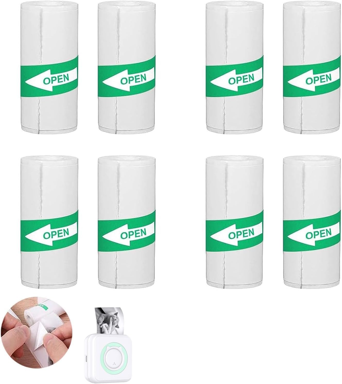 8 Mini Printer Paper Rolls - Mini Thermal Printer Sticker Rolls ...