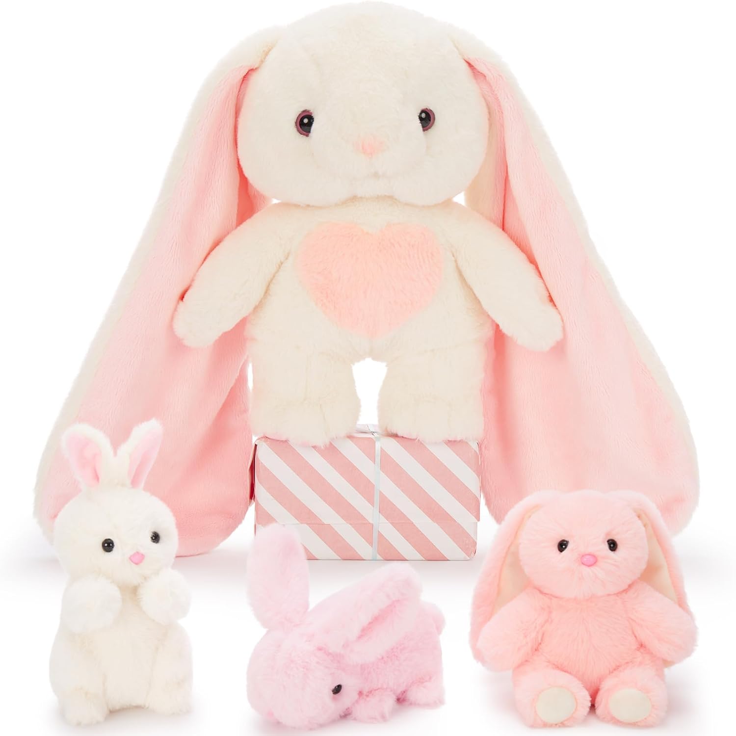 Amazon.com: Tezituor Easter Bunny Stuffed Animal with 3 Babies, Plush ...
