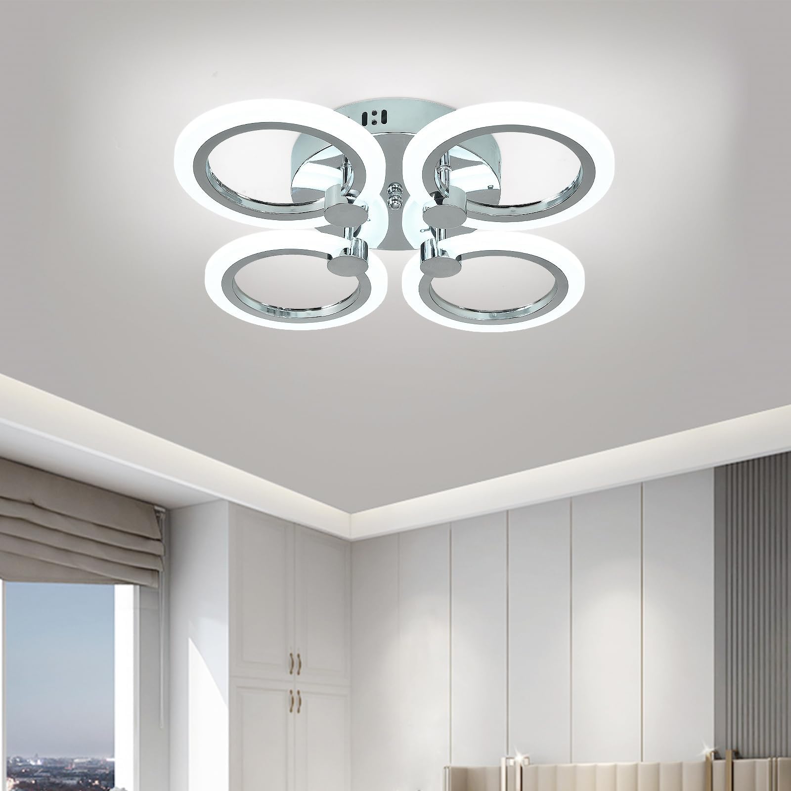 Hudi Fyier Modern LED Ceiling Light,4 Rings Flush Mount Ceiling Light ...