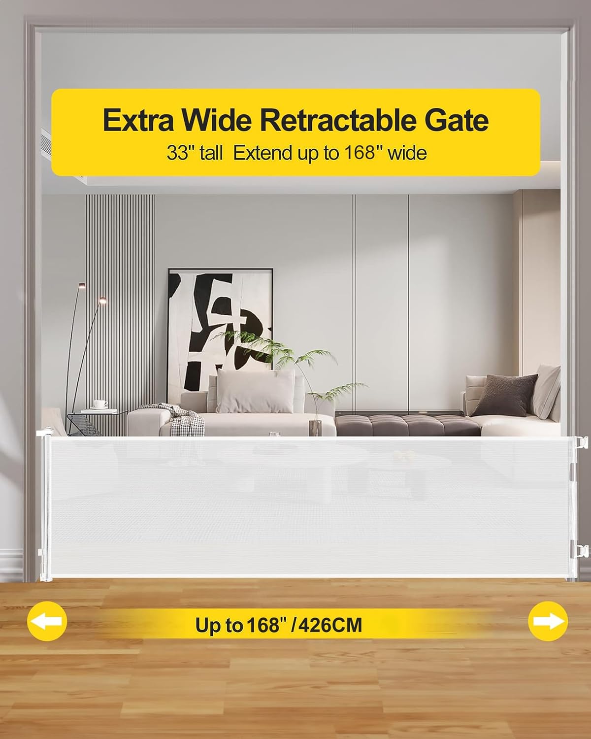 Snapklik.com : 168 Inch Extra Wide Retractable Baby Gate,Mesh Large ...