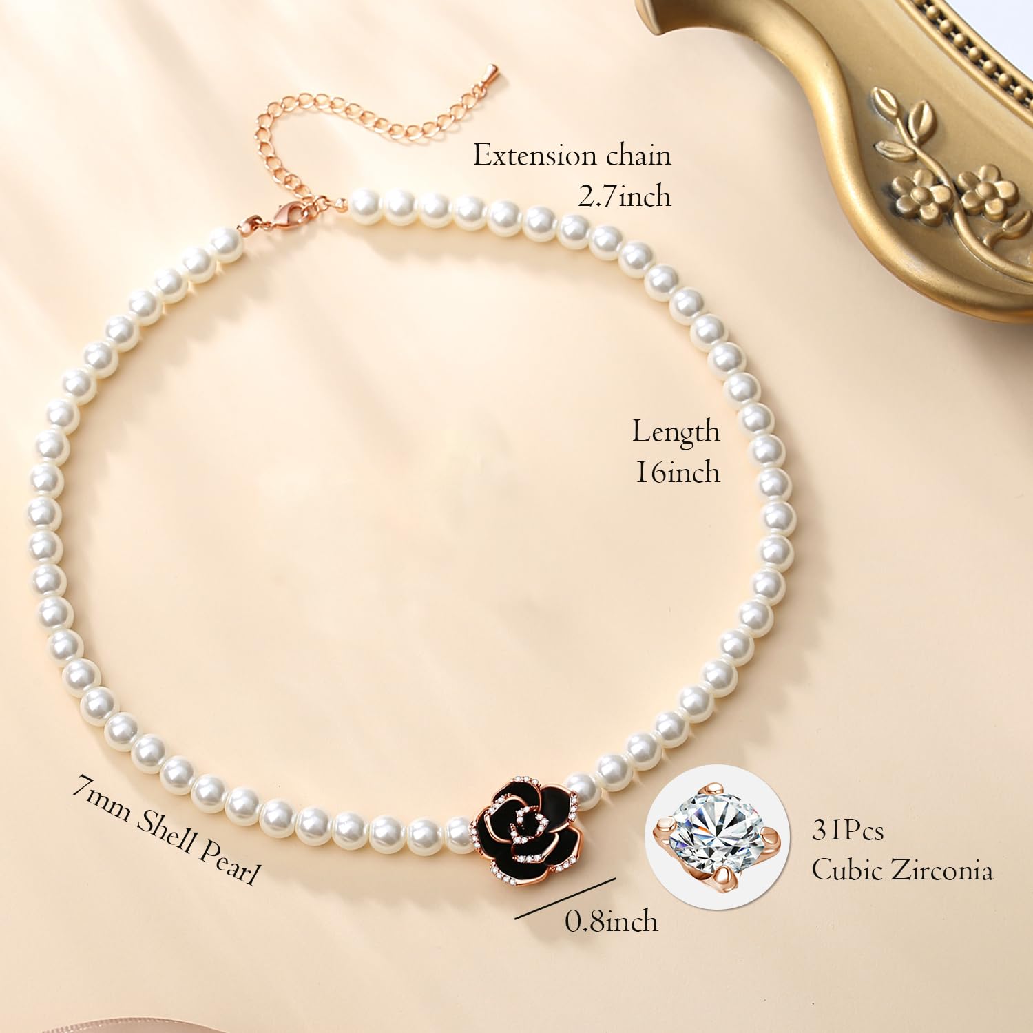 Snapklik.com : Aleasha Rose Flower Pearl Necklace For Women White Shell ...