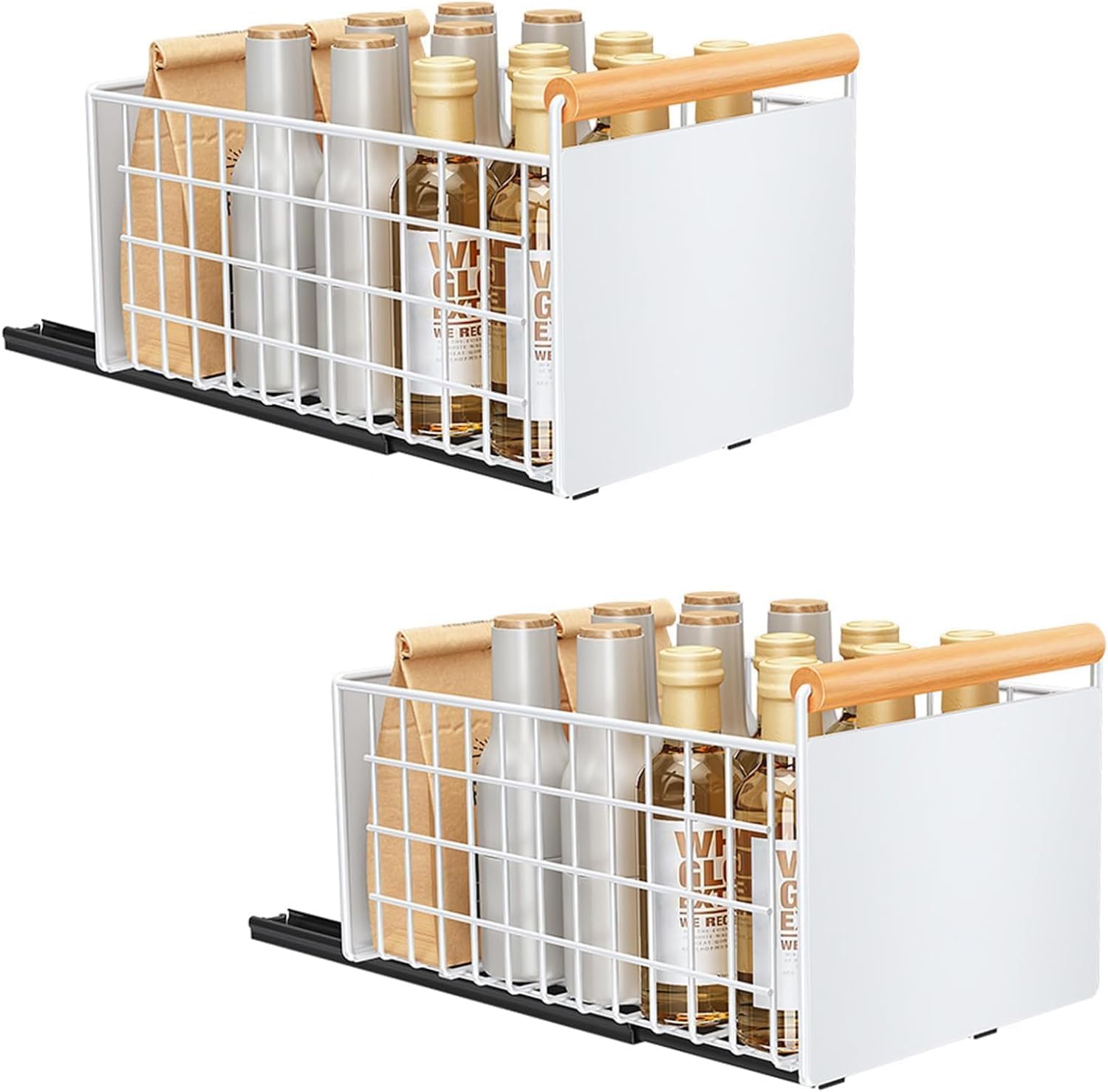 2 Pack Pull Out Drawers for Cabinets, Large Pull Out Cabinet Organizer ...