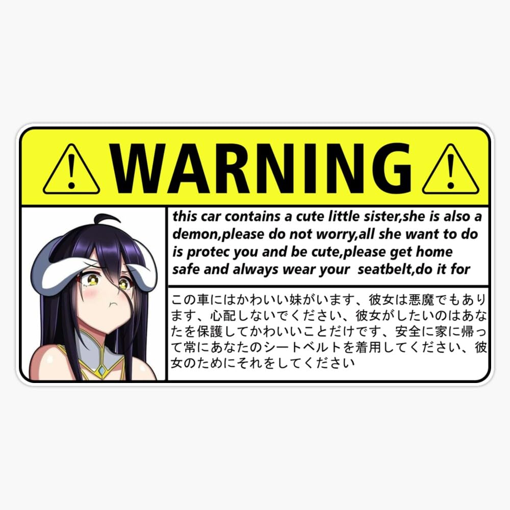 Amazon.com: Albedo Anime Car Warning Vinyl Sticker Waterproof Bumper ...