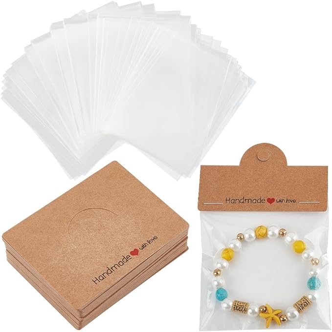 SOFPLATE 100Pcs Jewellery Display Cards with 100Pcs Bracelet Packaging ...