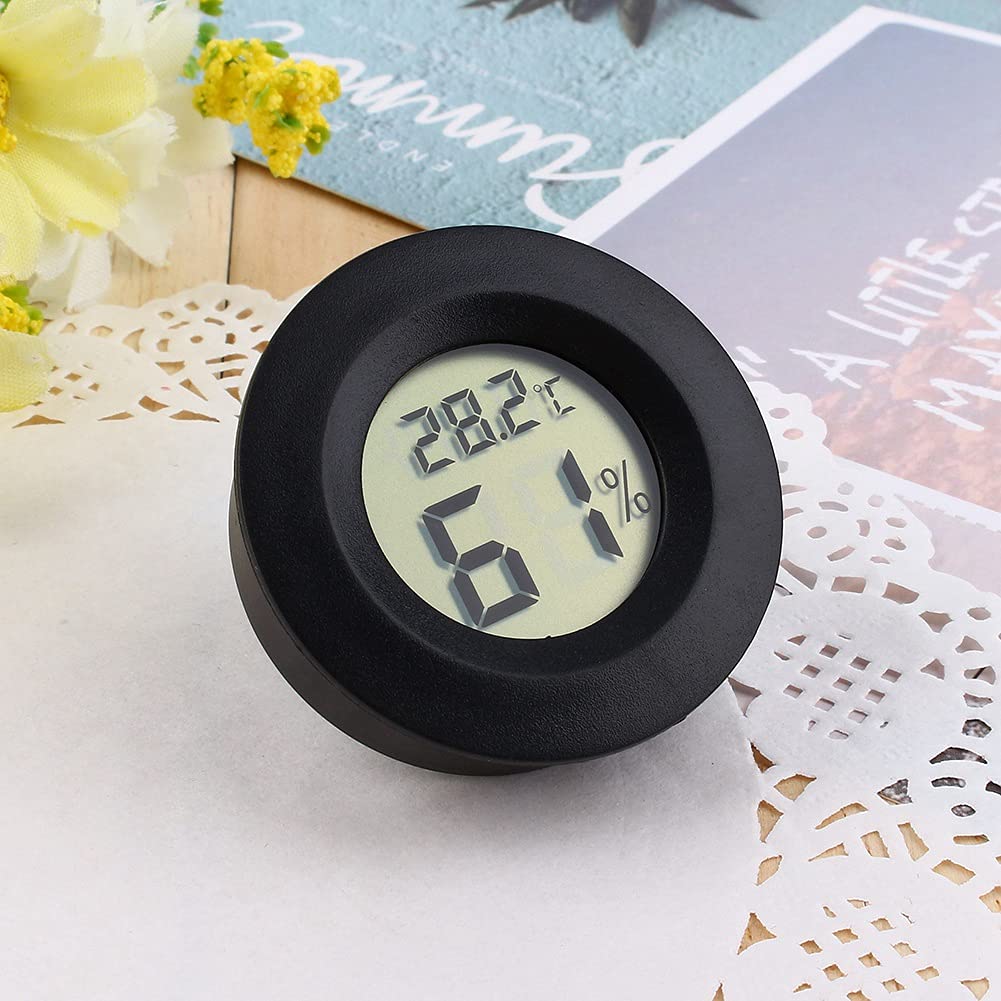 Amazon.com: Digital Cigar Humidor Hygrometer Thermometer Black Round ...