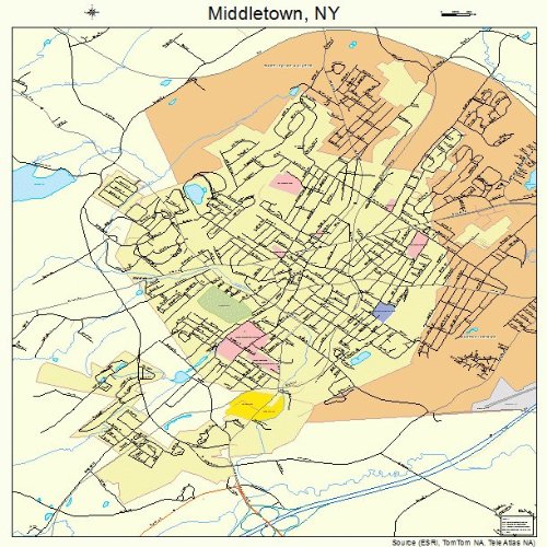Large Street & Road Map of Middletown, New York NY - Printed poster ...