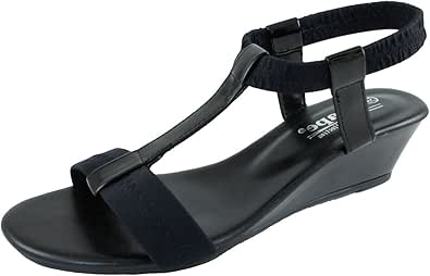 Amazon.com | Agape Image-69 T-Strap Wedge Sandal, Black, 8 | Platforms ...