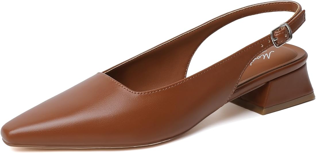 Amazon.com | Mostrin Womens Slingback Heels Block Chunky Low Heel Pumps ...