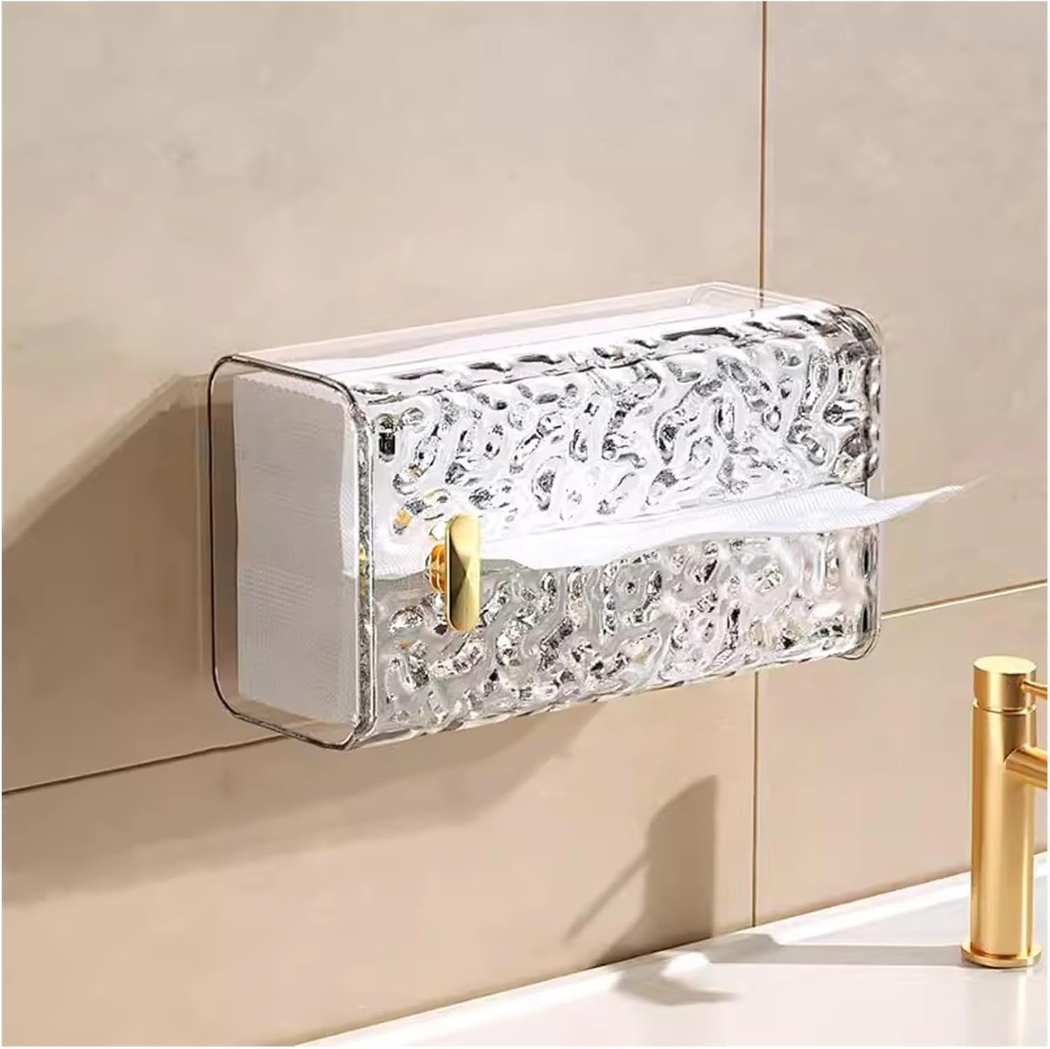 Amazon.com: Tissue Box Case Wall Mounted Transparent Glacier Pattern ...