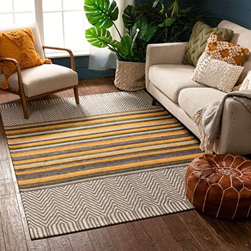 Amazon.com: Well Woven Khia Beige & Gold Kilim-Style Weave Tribal ...