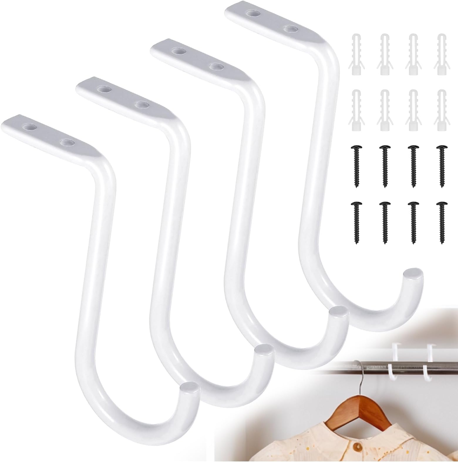 Amazon.com: Hicarer 2 Pcs No Drilling Closet Rod Brackets Self Adhesive ...