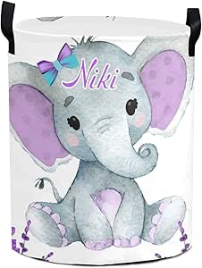 Amazon.com: Purple Teal Elephant Laundry Hamper Personalized with Name ...
