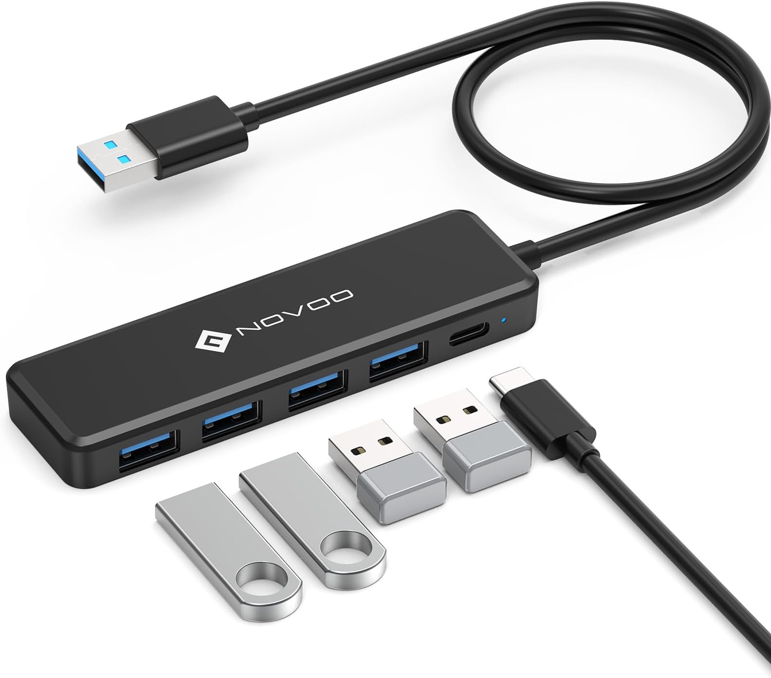 Amazon | usbハブ 3.0 usbポート 4ポートハブ 【2024改良型】 usb hub usb 拡張 USB ハブ 60cm ケーブル 5Gbps高速転送 バスパワー 軽量 ...