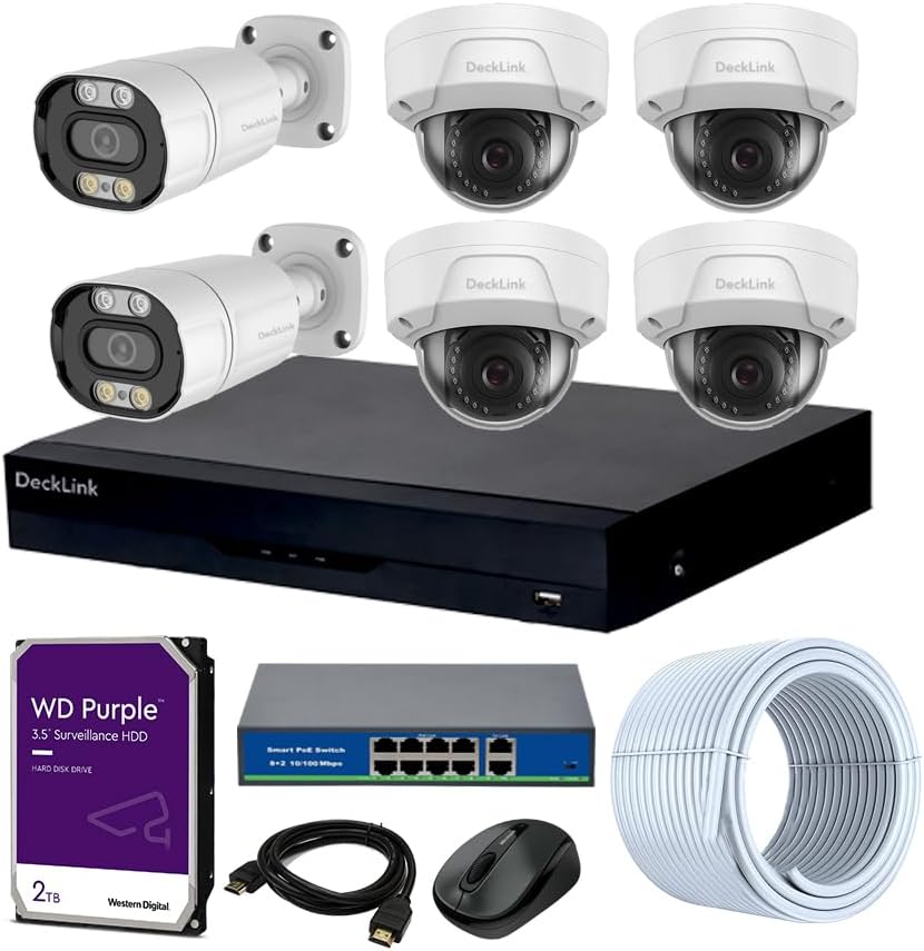 DeckLink 8 Mp Ip Cctv Camera Full Set 4 Outdoor With 1000Mbps 4K Uhd ...