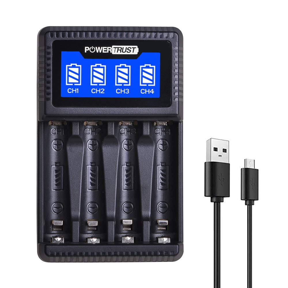Amazon.com: PowerTrust AA AAA Battery Charger with USB Cable for Ni-MH ...