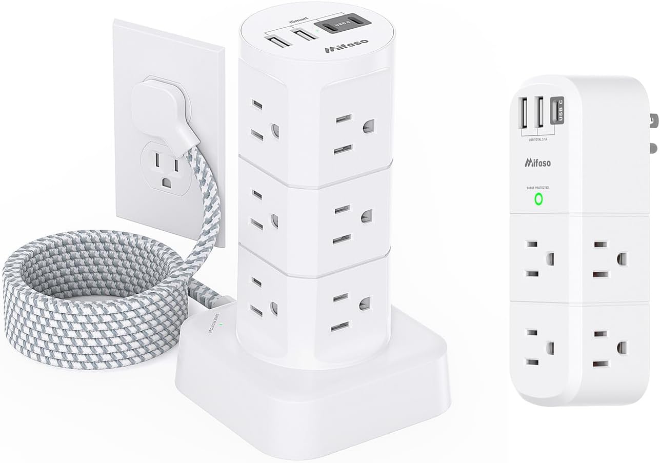Amazon.com: USB Outlet Extender Surge Protector + Power Strip Tower 12 ...