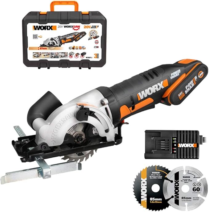 WORX 18V(20V MAX) Cordless Circular Saw WX527.1, PowerShare, 2.0Ah ...