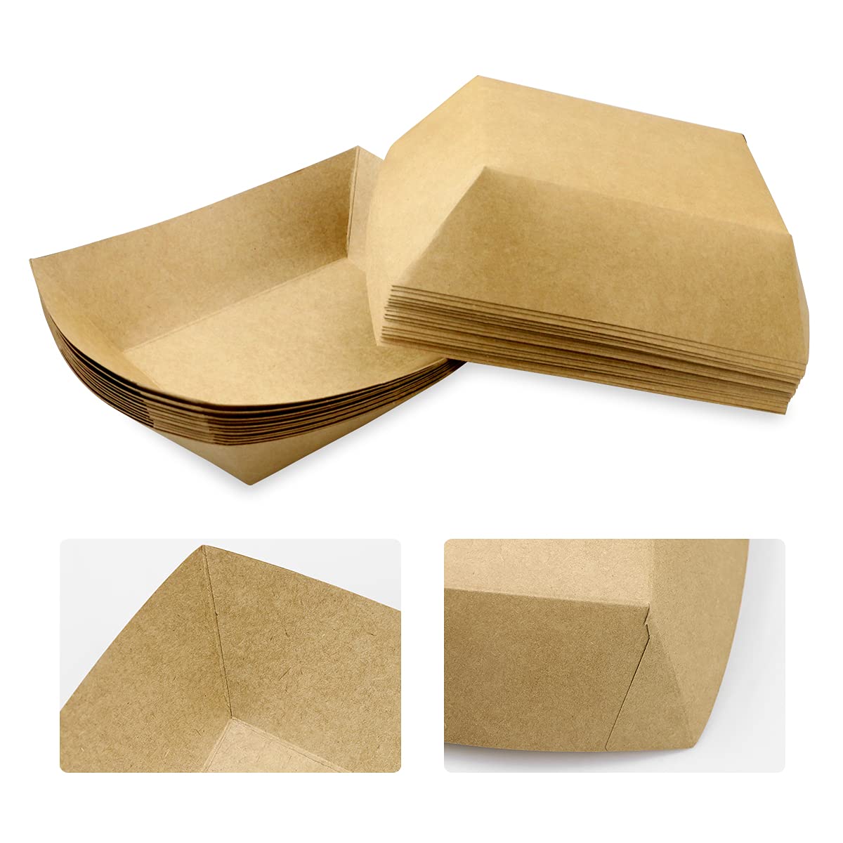 Buy Oomcu 100 Pack 3 lb Heavy Duty Disposable Kraft Brown Paper Food ...
