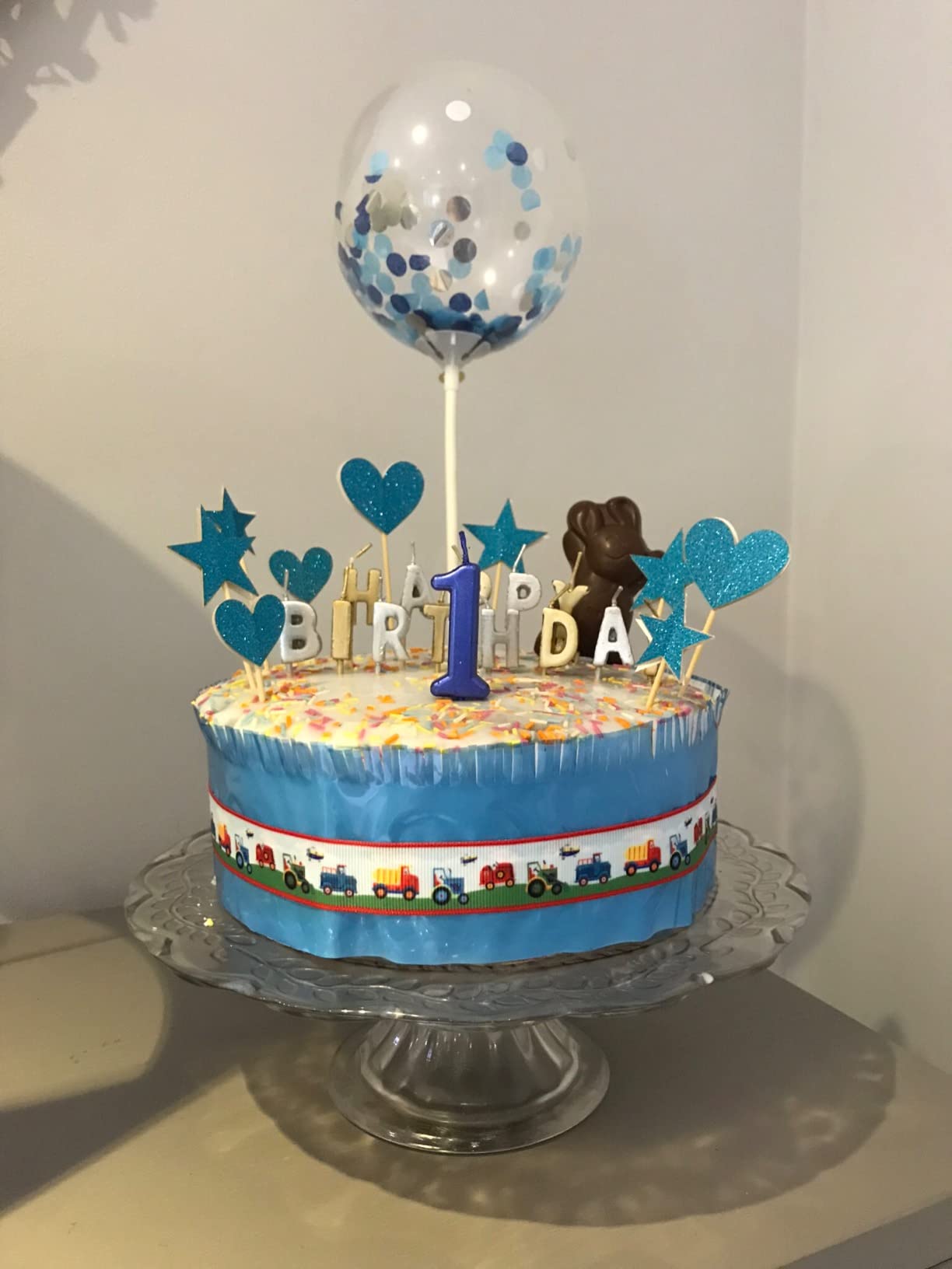 Cooraby 16 Pieces Cake Toppers Blue Happy Birthday Cupcake Topper Blue ...