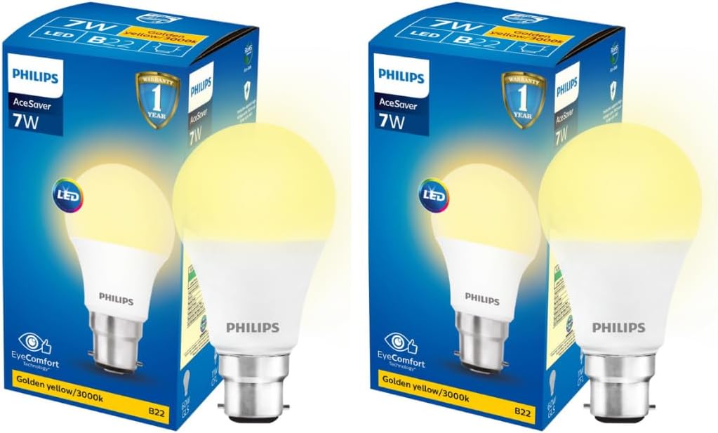 PHILIPS b22d LED Bulb, (Golden Yellow, 7W) Pack of 2 : Amazon.in