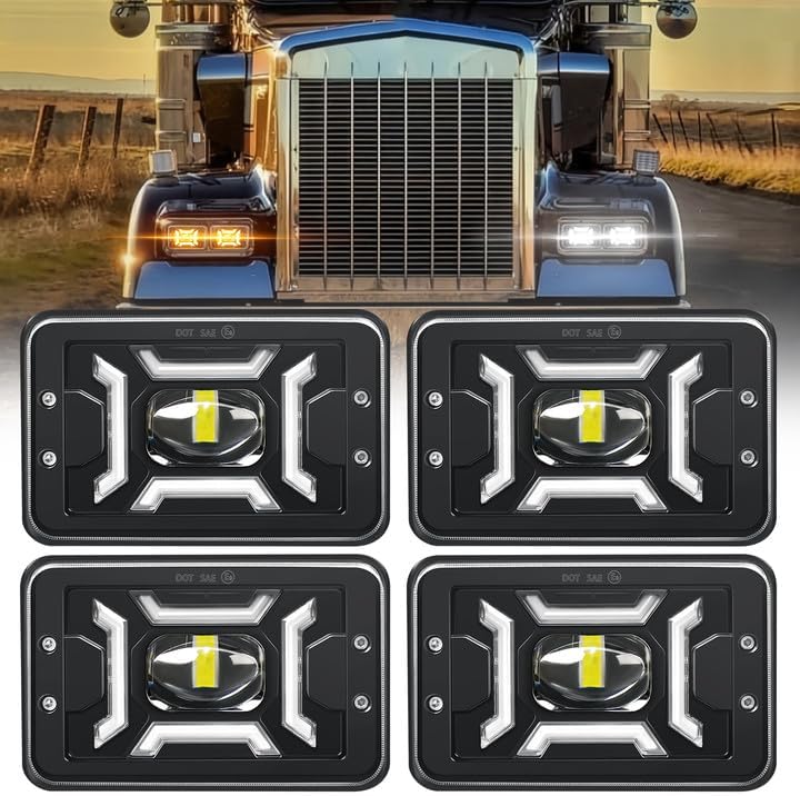 Amazon.com: CO LIGHT 4x6 LED Headlights with White DRL Halo & Amber ...