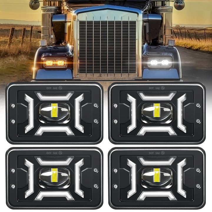 CO LIGHT 4x6 LED Headlights with White DRL Halo & Amber Turn Signal ...