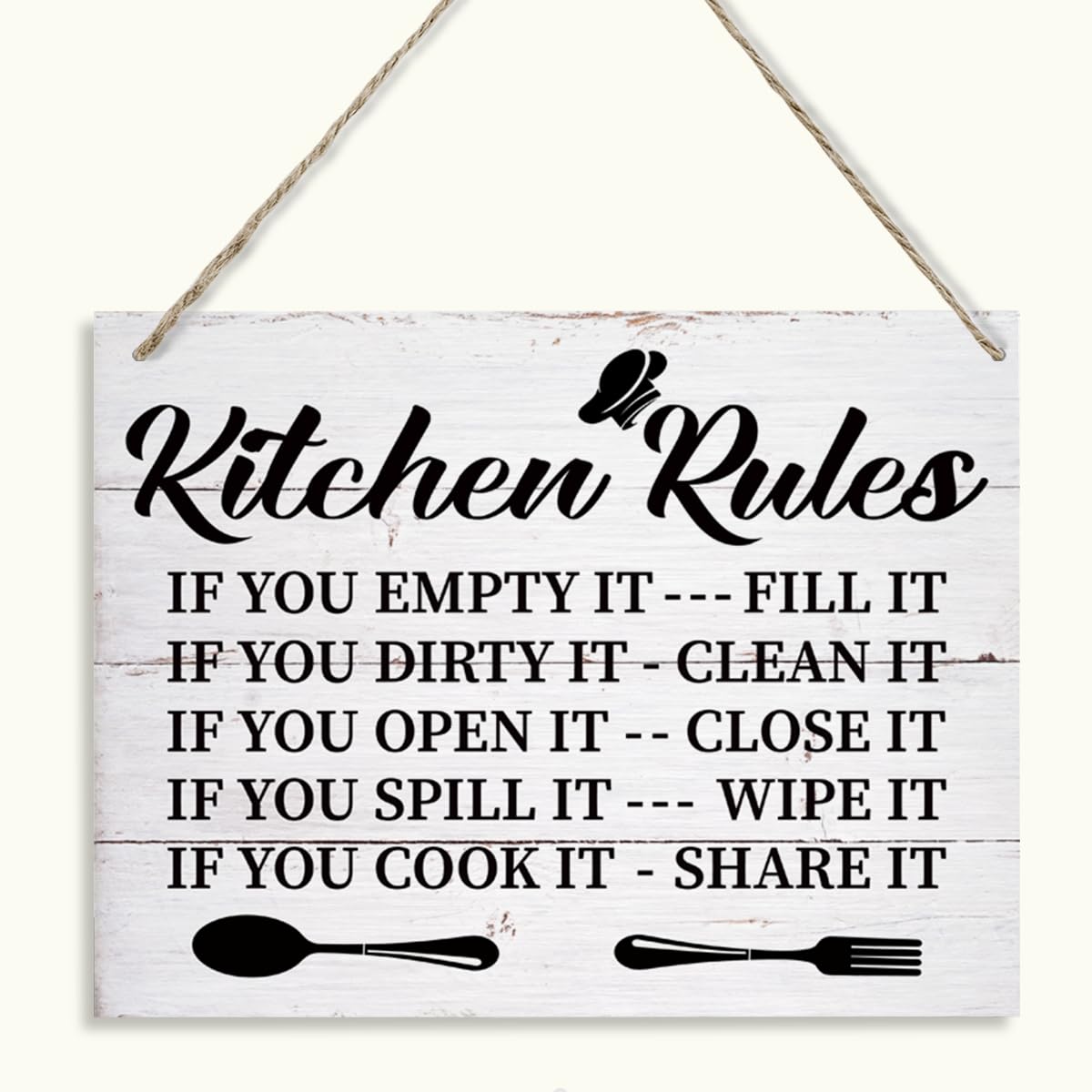 Amazon.com: Kitchen Rules Sign, Funny Kitchen Decor, Hanging Wooden ...