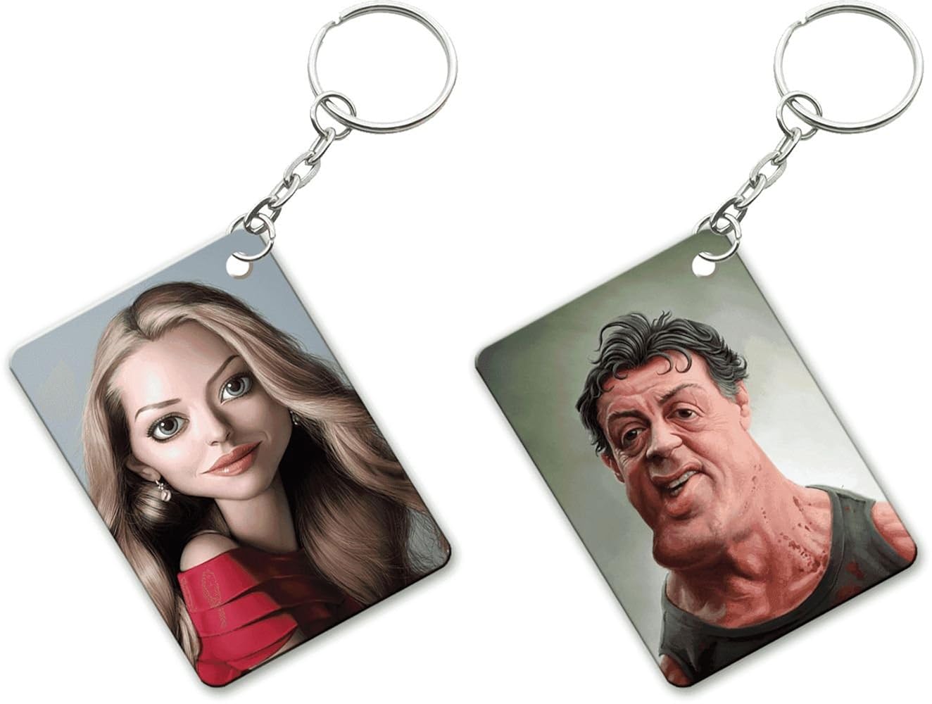 Ucard Amanda Seyfried & Stallone Caricature Keyring Set of 2 : Amazon ...