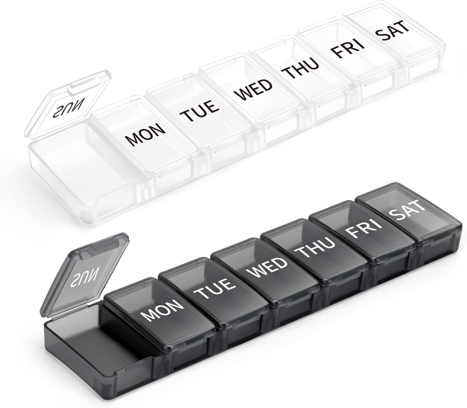 Opret XL Pill Organiser Box 7 Day 2pcs, Weekly Clear Pill Case Twice a ...