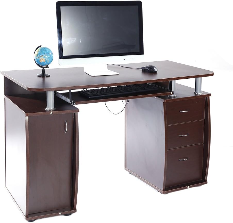 Amazon.com: HoynPuko Functional Wood Computer Desk Study Desk with A ...