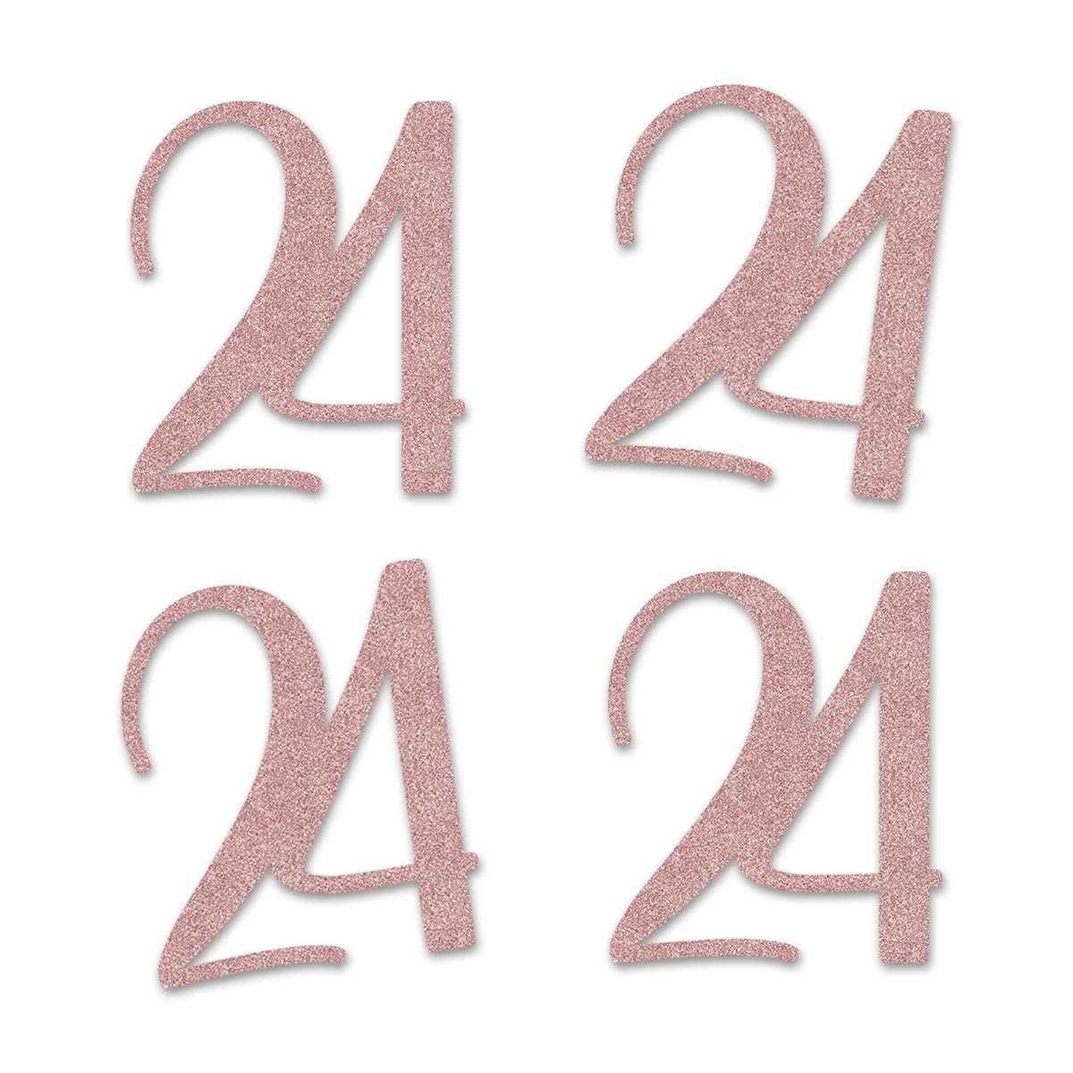 Amazon.com: Rose Gold 24 Cut-Out Numbers, 24th Glitter Birthday Party ...
