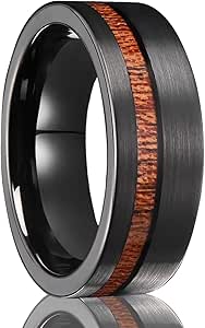 Concept Knight Tungsten Carbide Rings for Men 8mm Black Hammered ...