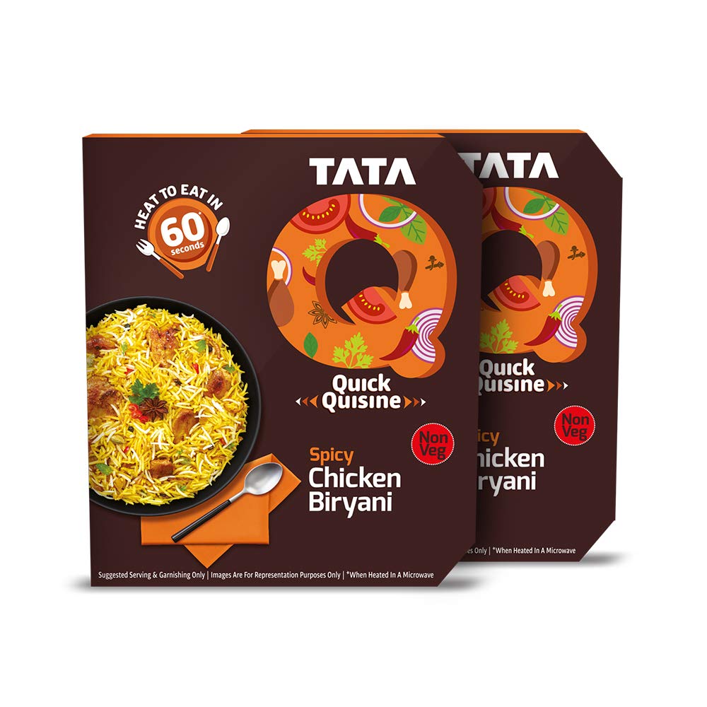 Tata Q Ready to Eat Non Veg Spicy Chicken Biryani - 330g (Pack of 2 ...