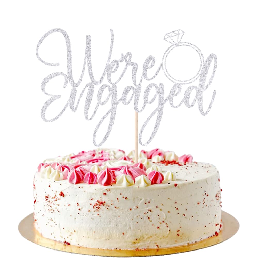 Amazon.com: AROKIPPRY We're Engaged Cake Topper for Engagement Party ...